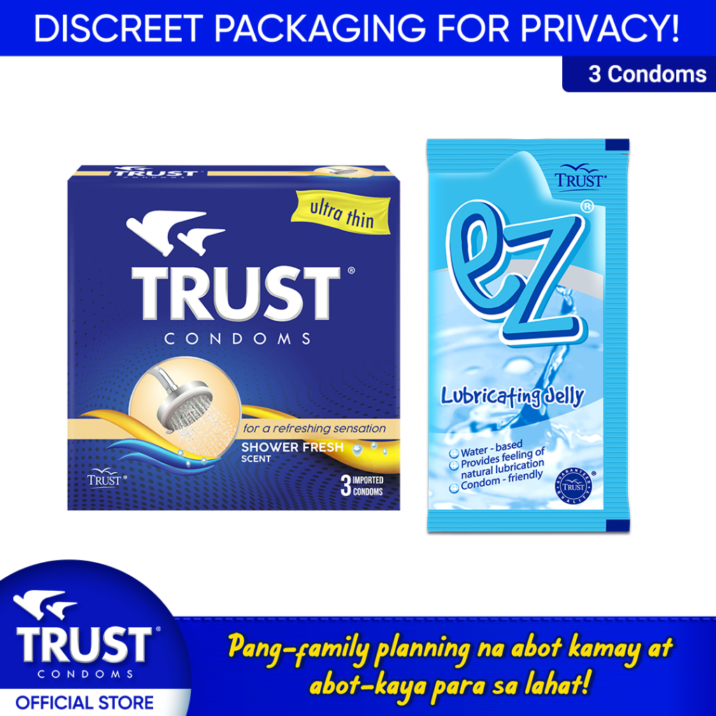 Trust Condoms Ultra Thin Shower Fresh 1 Pack + EZ Lubricating Jelly 10g ...