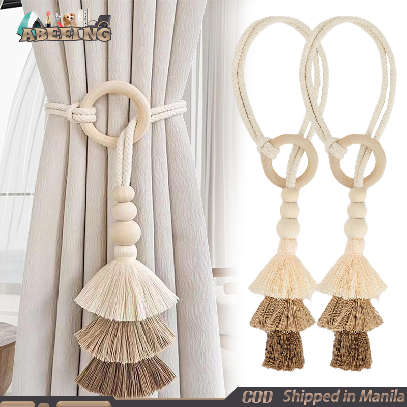 2Pcs Boho Tassel Curtain Clasp Adjustable Curtain Tieback Tassel ...