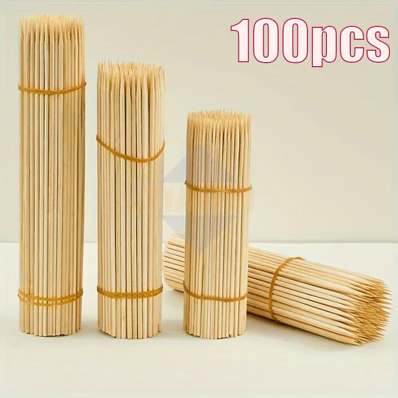 100pcs BBQ Sticks Disposable Wood Sticks Barbecue Party Buffet Food ...