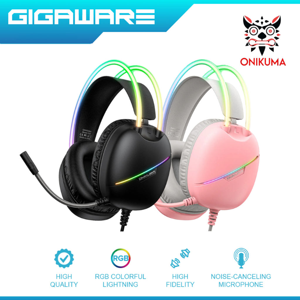 Onikuma X33 RGB Wired Over-ear Gaming Headset with RGB Lighting Noise ...