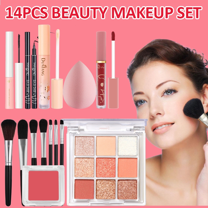 14Pcs Makeup Set BB Cream & Blush & Eyeshadow Palette &Mascara Eye Face ...