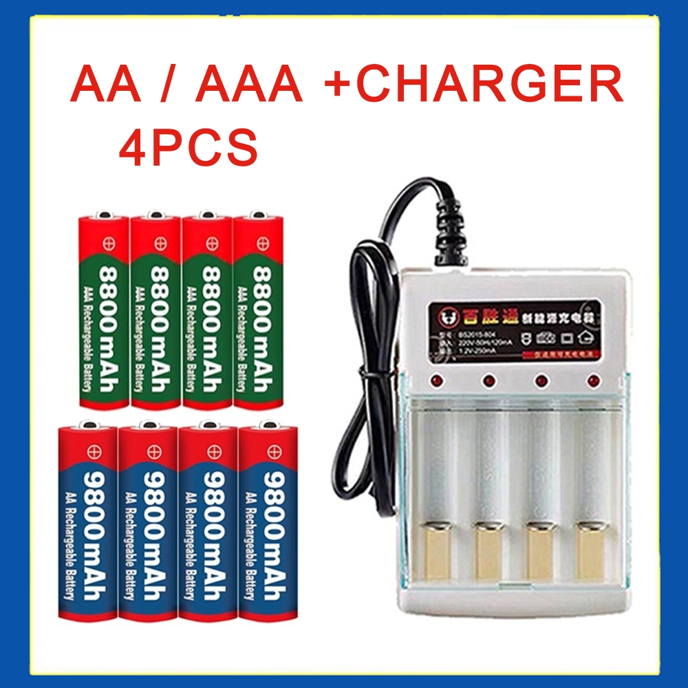 Rechargeable Battery 1.5V AA 9800mAh 1.5V AAA 8800mAh Alkaline with ...