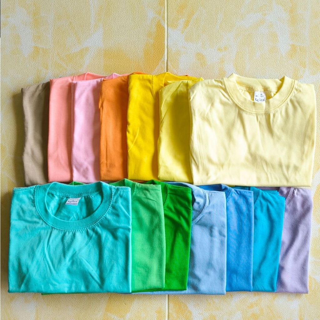 (KID SIZE) Softex Light Color T-Shirt Round Neck Cotton Unisex | Shopee ...