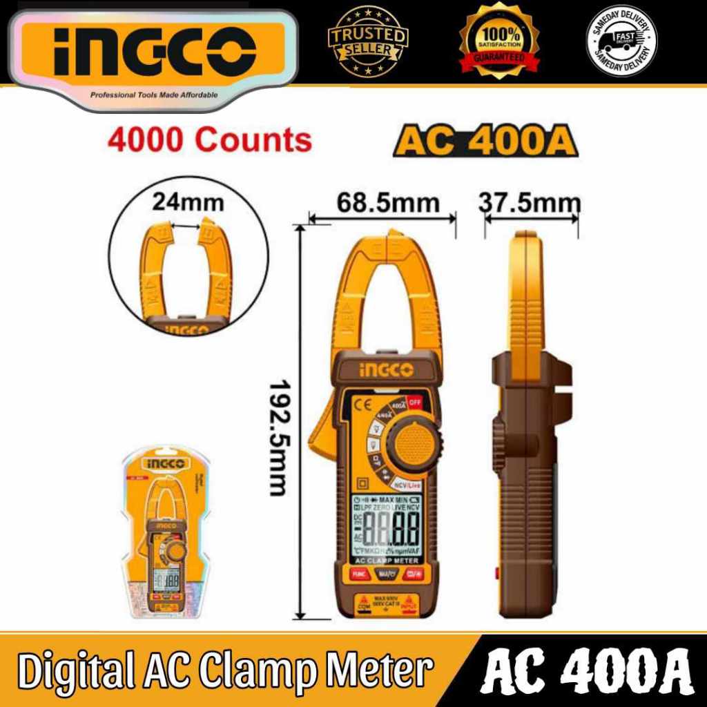 Ingco DCM62001 AC Digital Clamp Meter 400A | Shopee Philippines