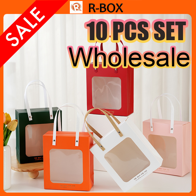10PCS SETPaper Bag Window Clear Window Gift Bags for Stuff Toys Flower ...