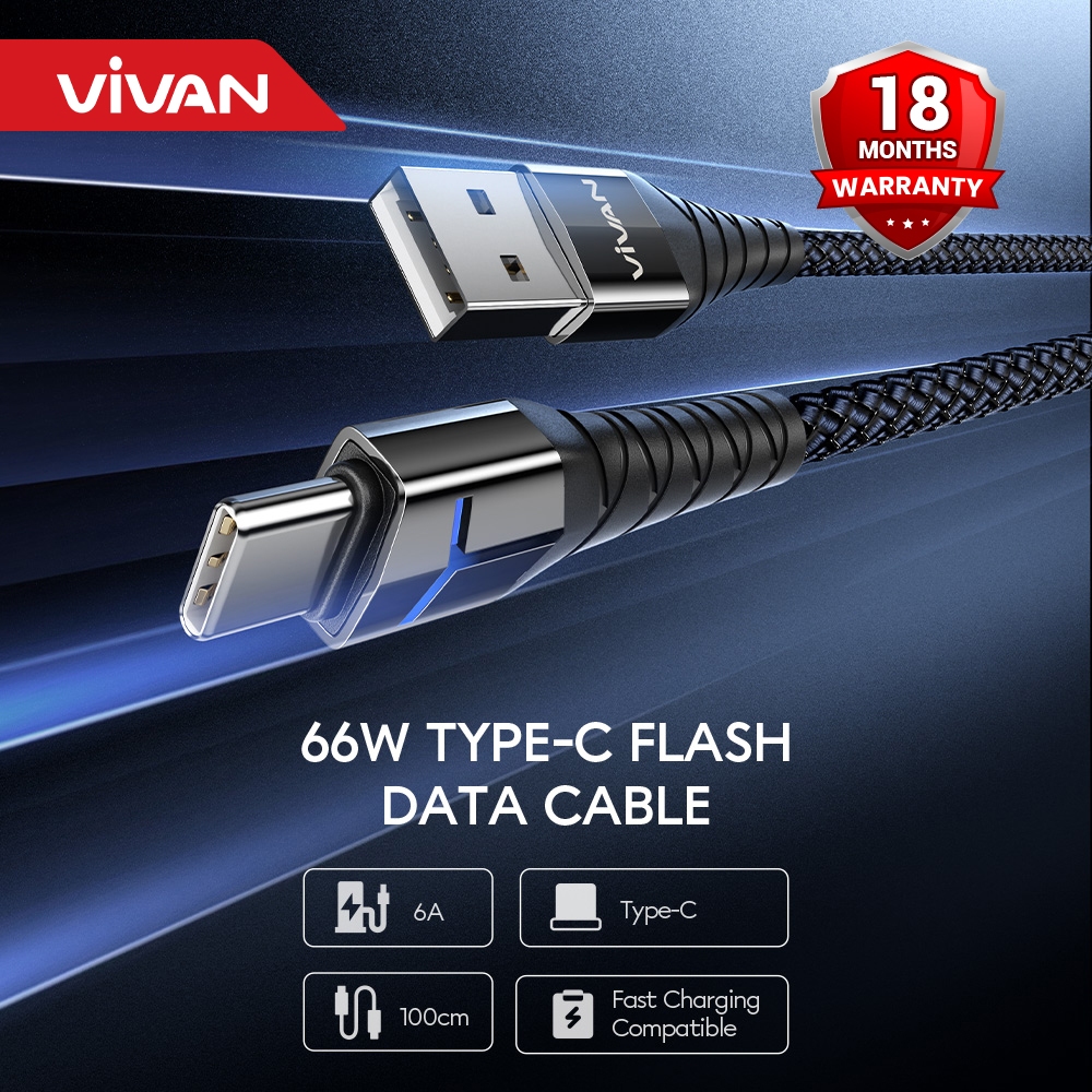 Vivan Micro | Type C | iP Data Cable USB Fast Charging Cable 1M 2.4A 6A ...