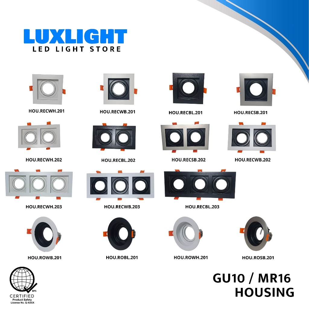 [FIXTURE ONLY] GU10/MR16 Housing IRON Round Rectangle Light Fixtures ...