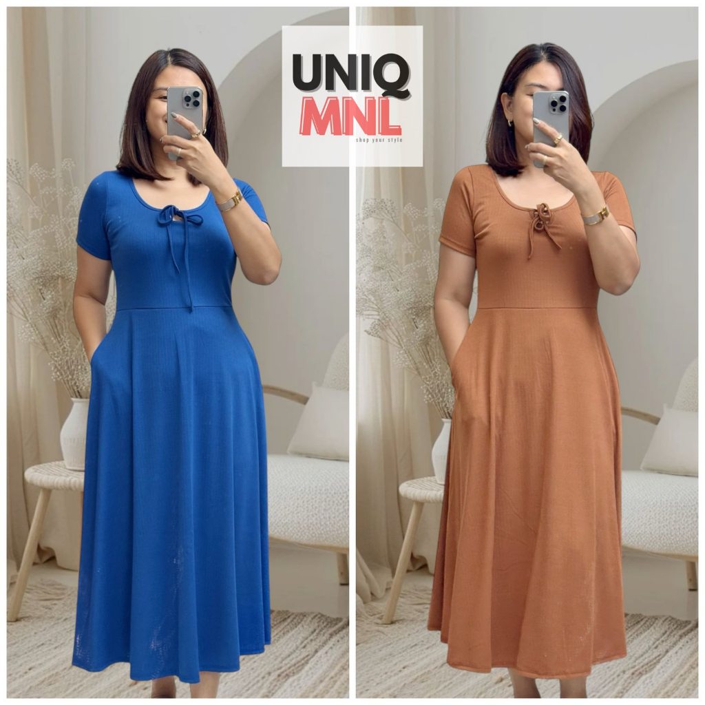 UNIQ.MNL Amethyst Casual Short Sleeves Knitted Maxi Dress | 2 Sizes ...