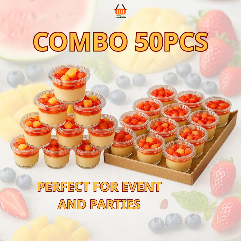 50Pcs Clear Pudding Cup Mini Dessert Plastic Container With Lid Dessert ...