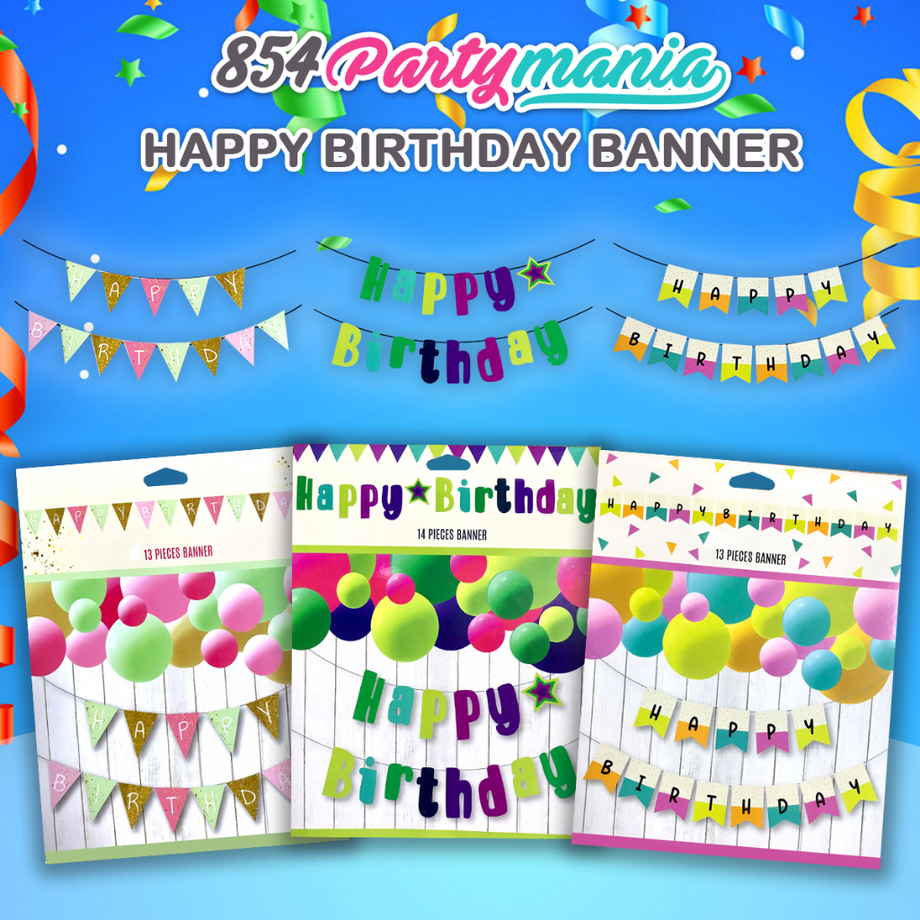 happy birthday banner neon color birthday banner happy birthday bunting ...