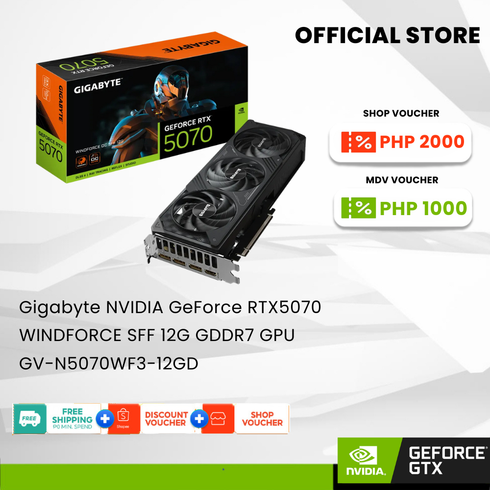 Gigabyte NVIDIA GeForce RTX5070 WINDFORCE SFF 12G GDDR7 GPU GV-N5070WF3 ...