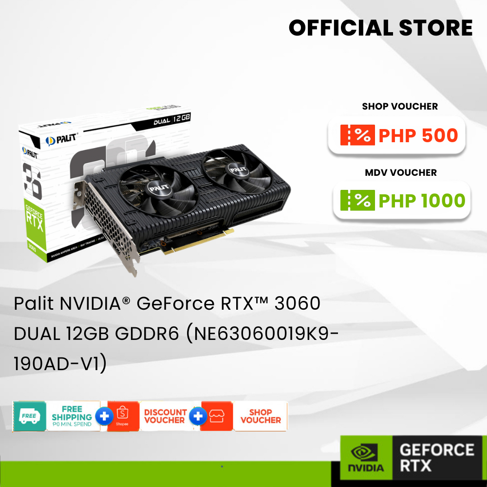 Palit NVIDIA® GeForce RTX™ 3060 DUAL 12GB GDDR6 (NE63060019K9-190AD-V1) | Shopee Philippines