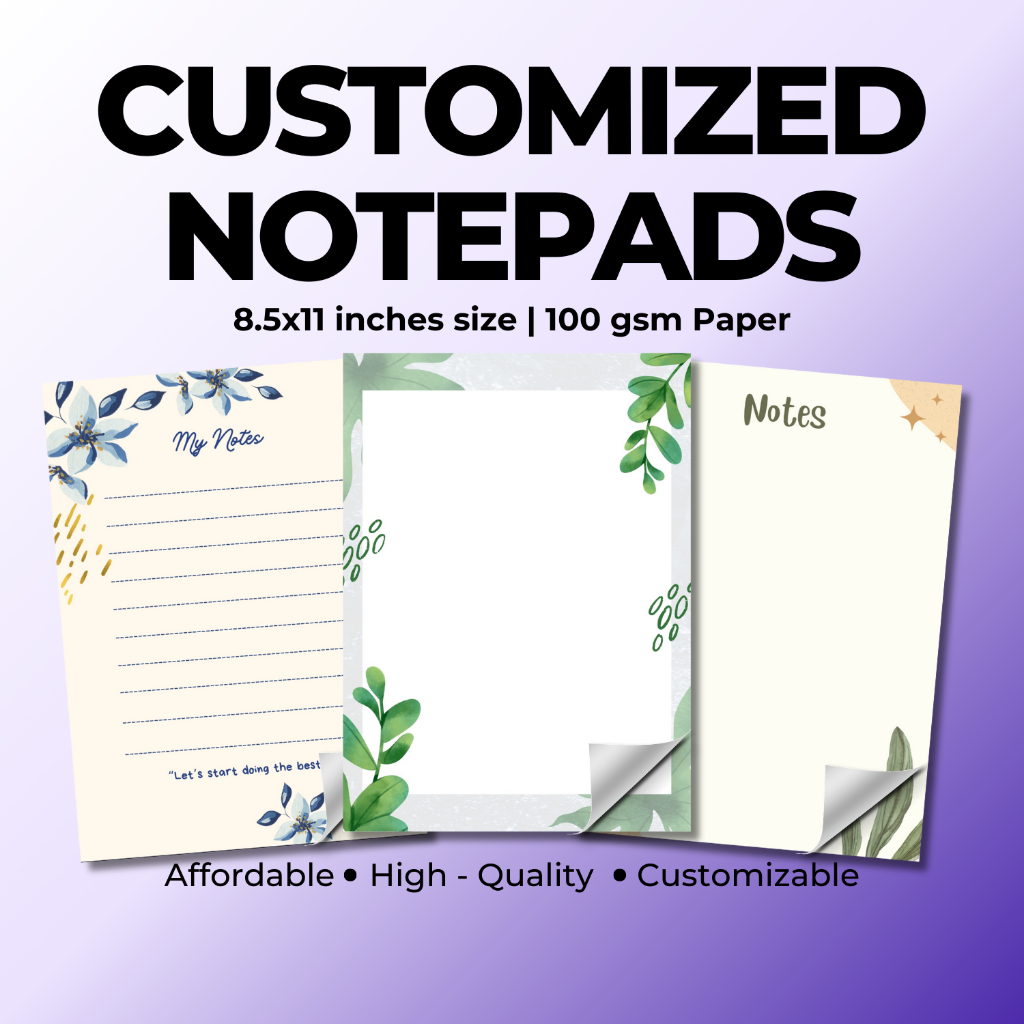 Personalized Notepads 8.5x11 inches | Custom Name | 100gsm Paper ...