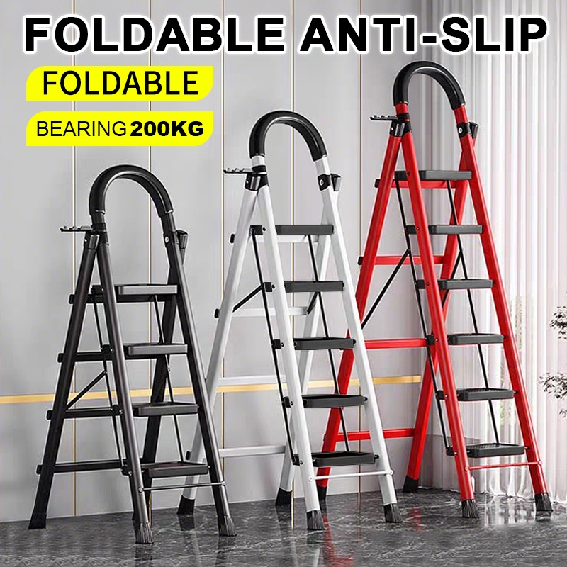 Ladder Foldabl Carbon Steel Thicker Heavy Duty 3/4/5/6 Step Household ...