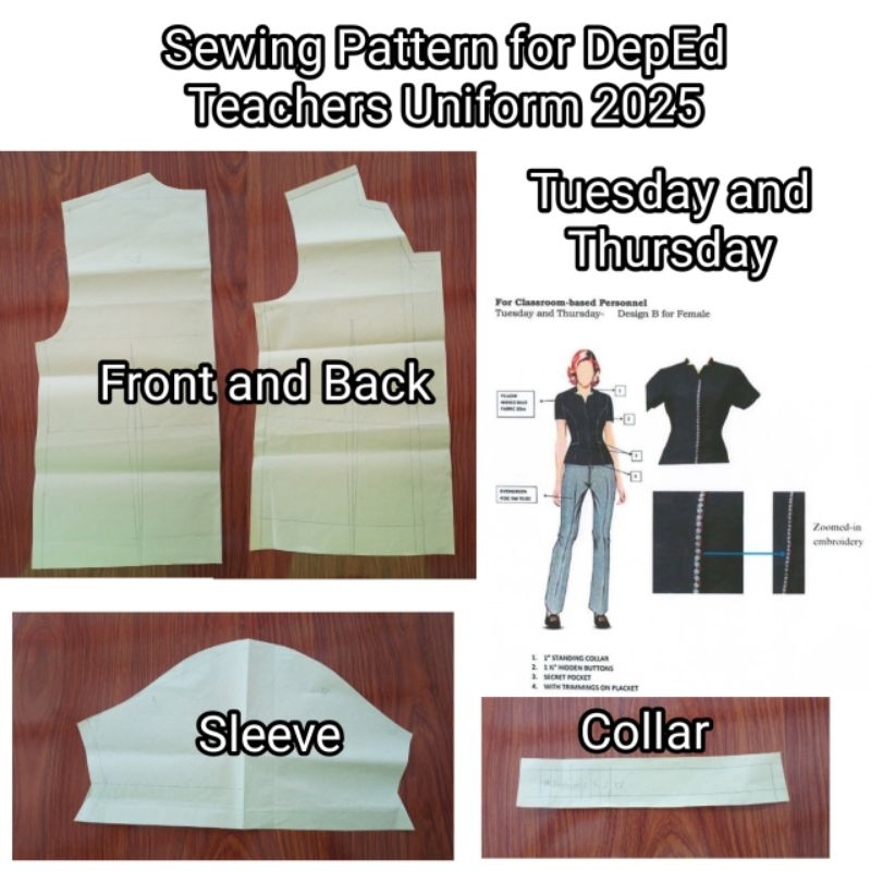Sewing Pattern for DepEd Teachers Uniform 2025 Female Blouse Tuesday ...