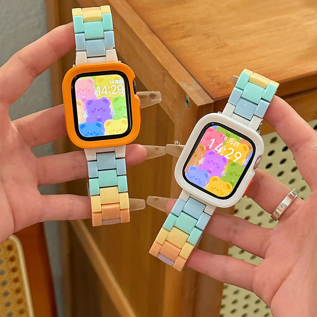 Rainbow candy strap for iwatch10 9 8 7 6ultra 49mm plastic strap for ...