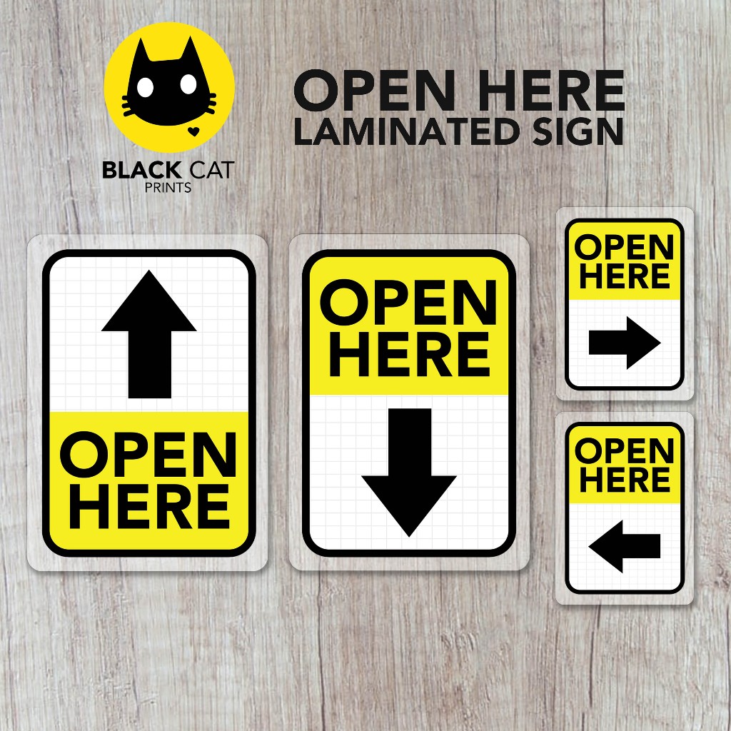 Open Here Sign | Laminated Signage | Signage | Shopee Philippines