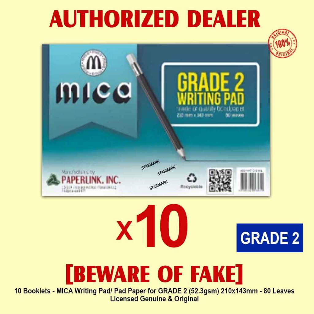 MICA Grade Pad Paper Papers Pads for GRADE 2 - 210x143mm 52.3gsm 80 ...