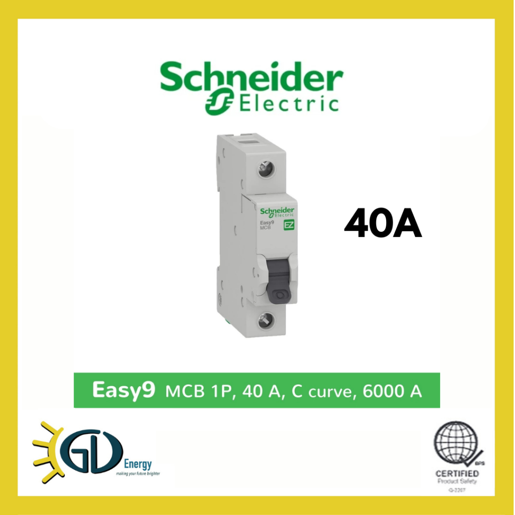 Original 1Pole Schneider Easy9 MCB 40A C 6000A 230V Miniature Circuit ...