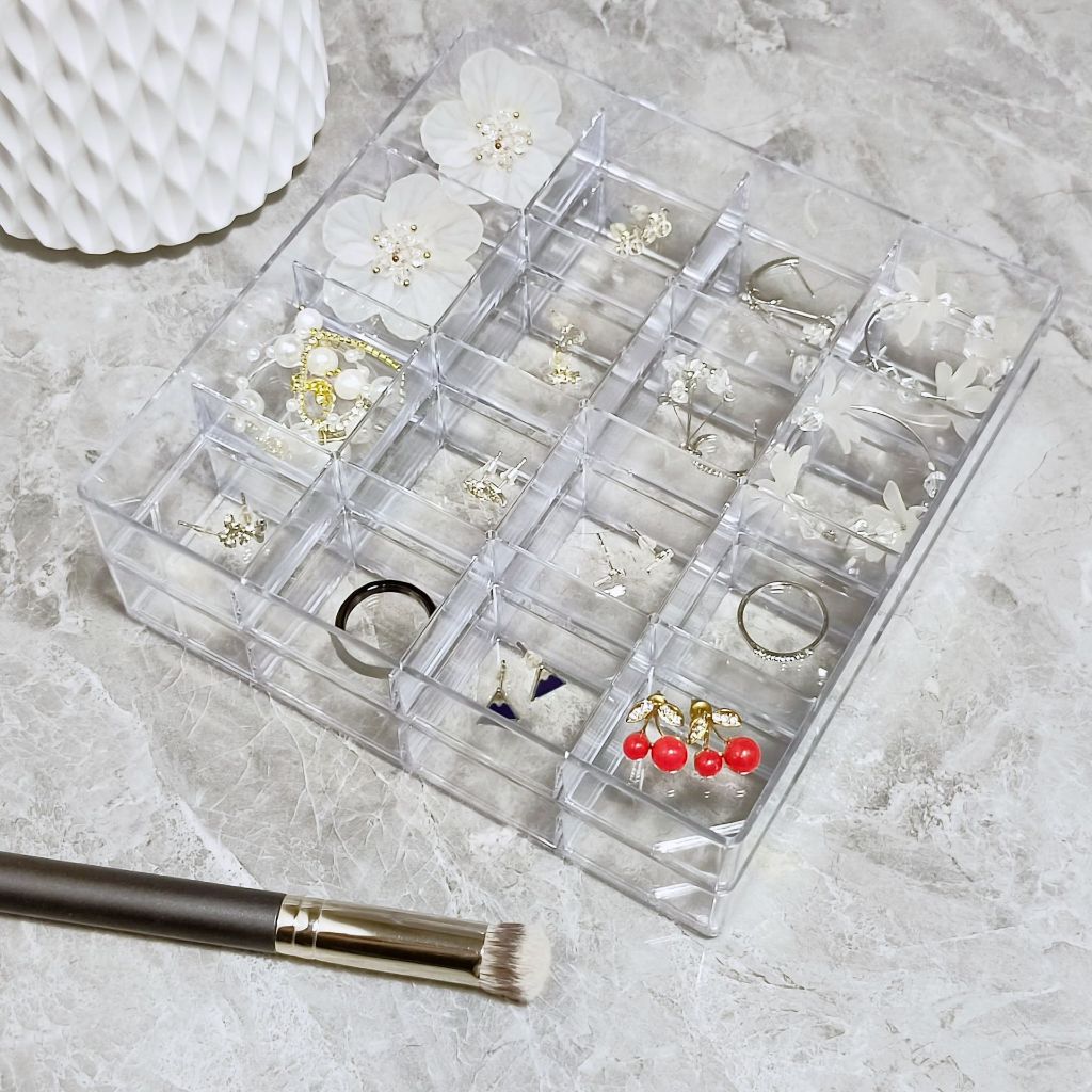 16 grid Acrylic transparent storage box jewelry beaded small objects ...
