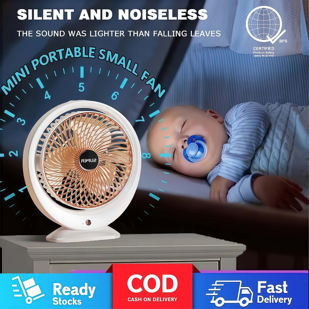 Outdoor Mini Portable Electric Fan Rechargeable USB Small Desk Fan ...