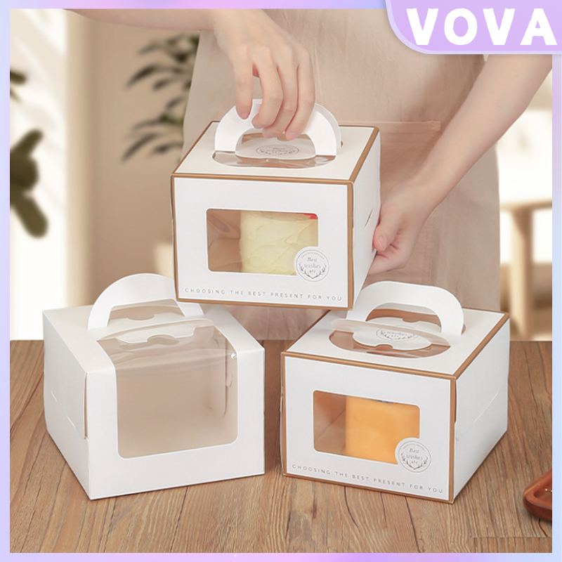 10 PCS Cake Box Bento Cake box with window HANDLE Cake Board 4inch ...