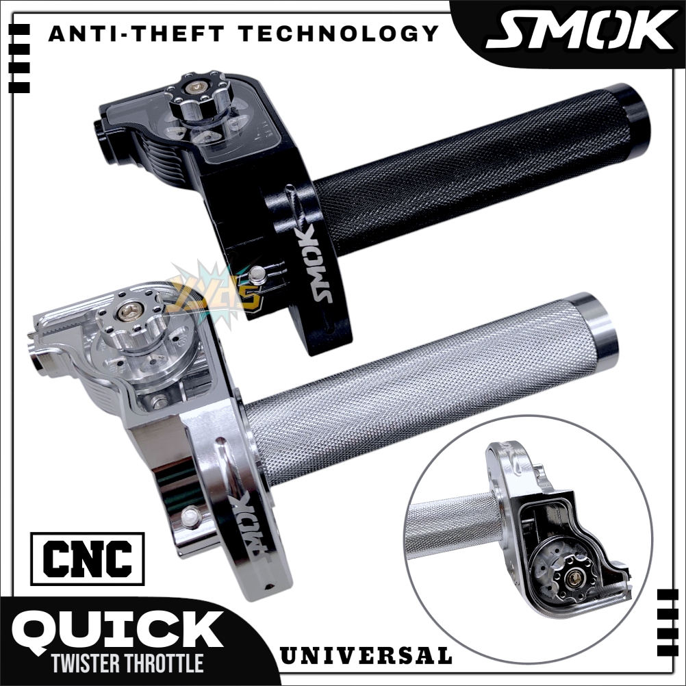 SMOK QUICK THROTTLE UNIVERSAL CNC ALUMINUM ANTI THEFT TECHNOLOGY SILVER ...