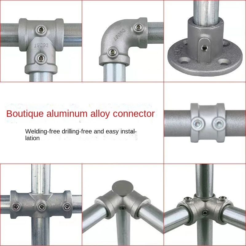 Round Pipe Fittings Connection Fixed Tee Connector Aluminum Alloy Pipe ...