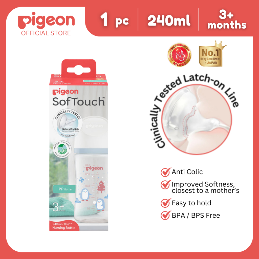 Pigeon Softouch 3 Nursing Bottle 240ml Penguin | Shopee Philippines