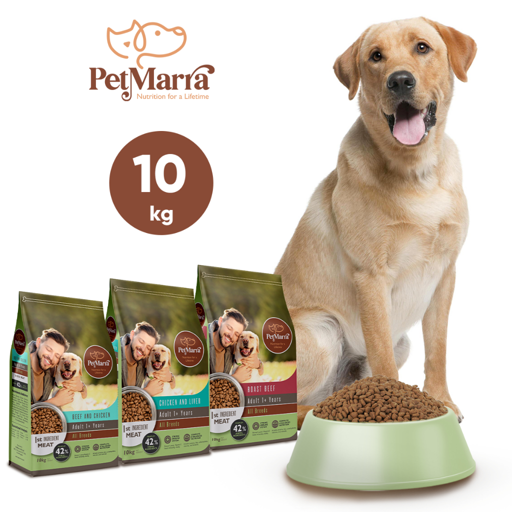 PetMarra Adult Dog Dry Food Ages 1 Year and Up Roast Beef Chicken Liver ...