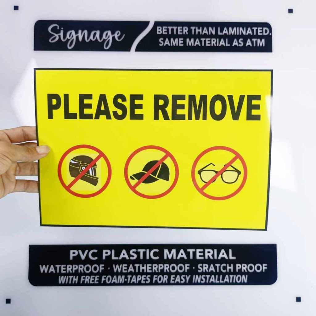 SIGNAGE - PLEASE REMOVE HELMET, CAP AND SHADES BEFORE ENTERING - PVC ...