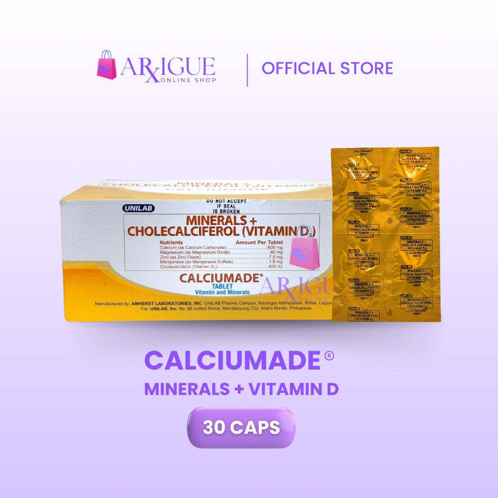 CALCIUMADE 30CAPSULES (Calcium Carbonate+Minerals + cholecalciferol I ...