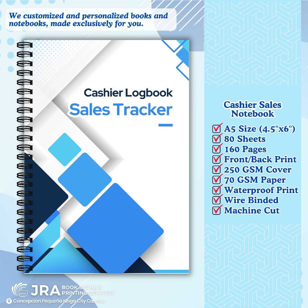 Cashier Sales Tracker Log Book | GCash & Cash Transaction Record ...