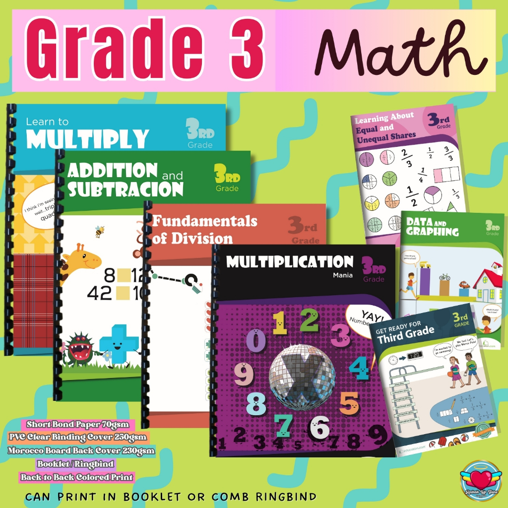 GRADE 3 MATH Activity Workbook Worksheet Homeschool Learning Materials ...
