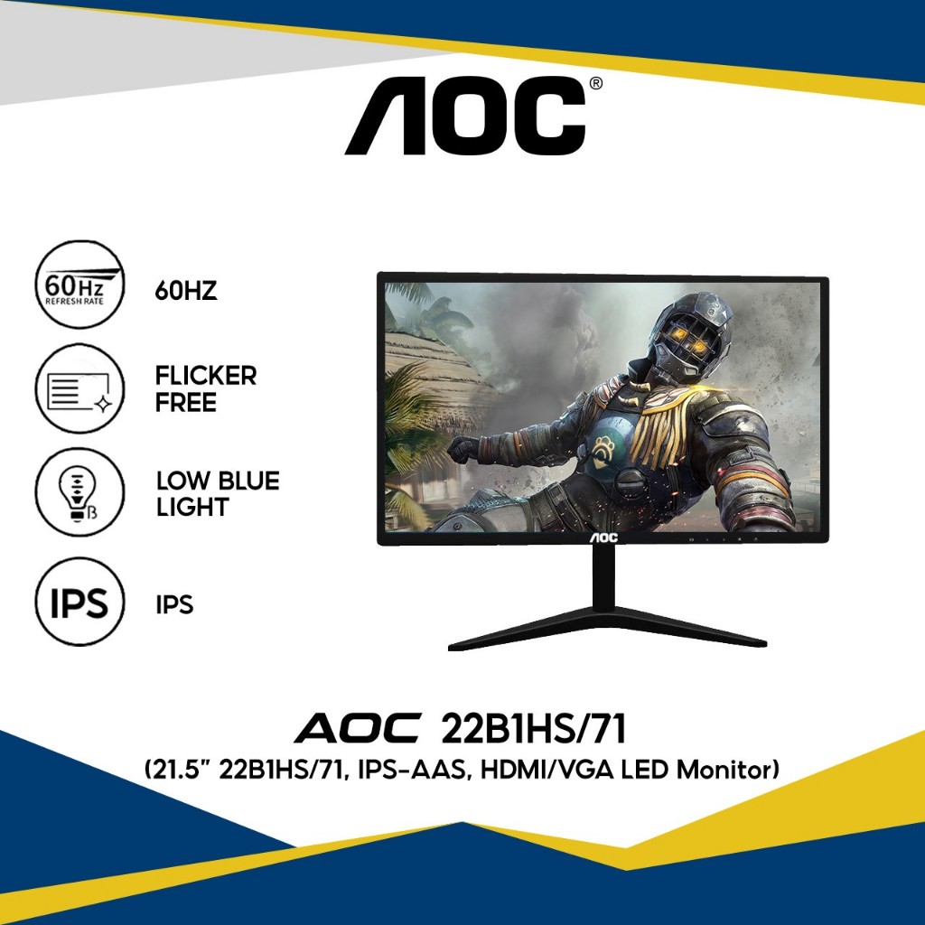 AOC 21.5” LED Monitor (22B1HS/71, IPS-AAS, HDMI/VGA) | Shopee Philippines