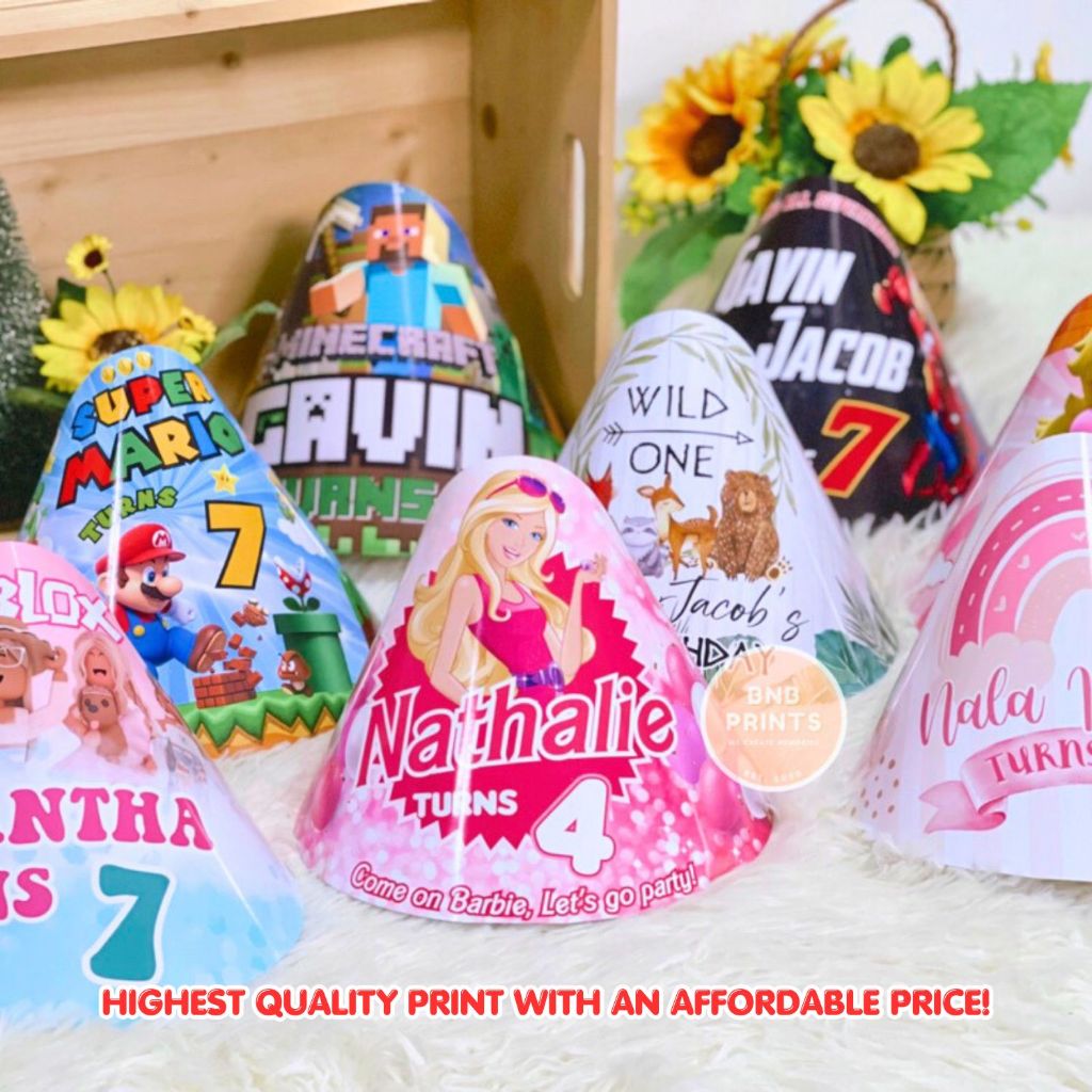 CUSTOMIZED PARTY HATS WITH STRINGS - ANY THEME | Shopee Philippines