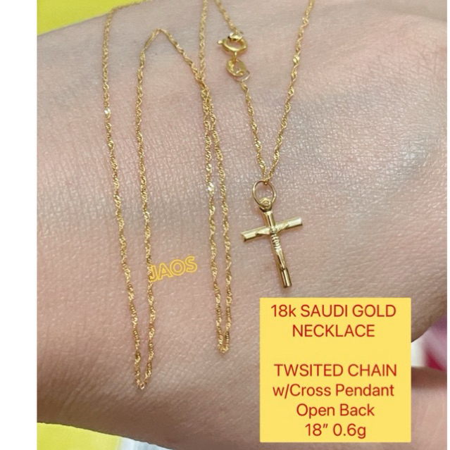PAWNABLE 18k SAUDI GOLD NECKLACE w/CROSS PENDANT | Shopee Philippines