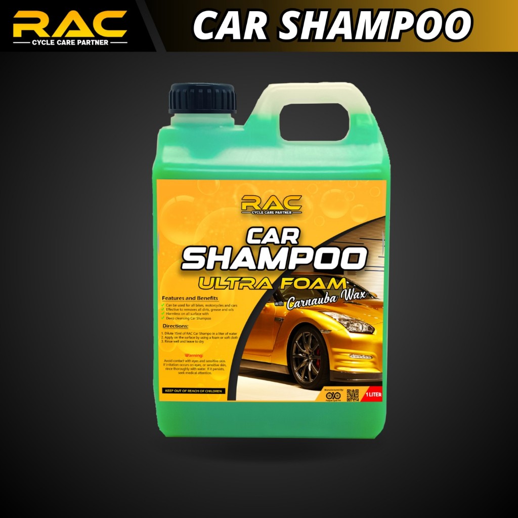 RAC 1 Liter Car Shampoo Ultra Foam with Carnauba Wax | Shopee Philippines