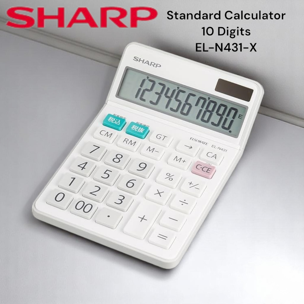 Sharp Calculator Standard Calculator Nice Size Type 10 Digits EL-N431-X White | Shopee Philippines