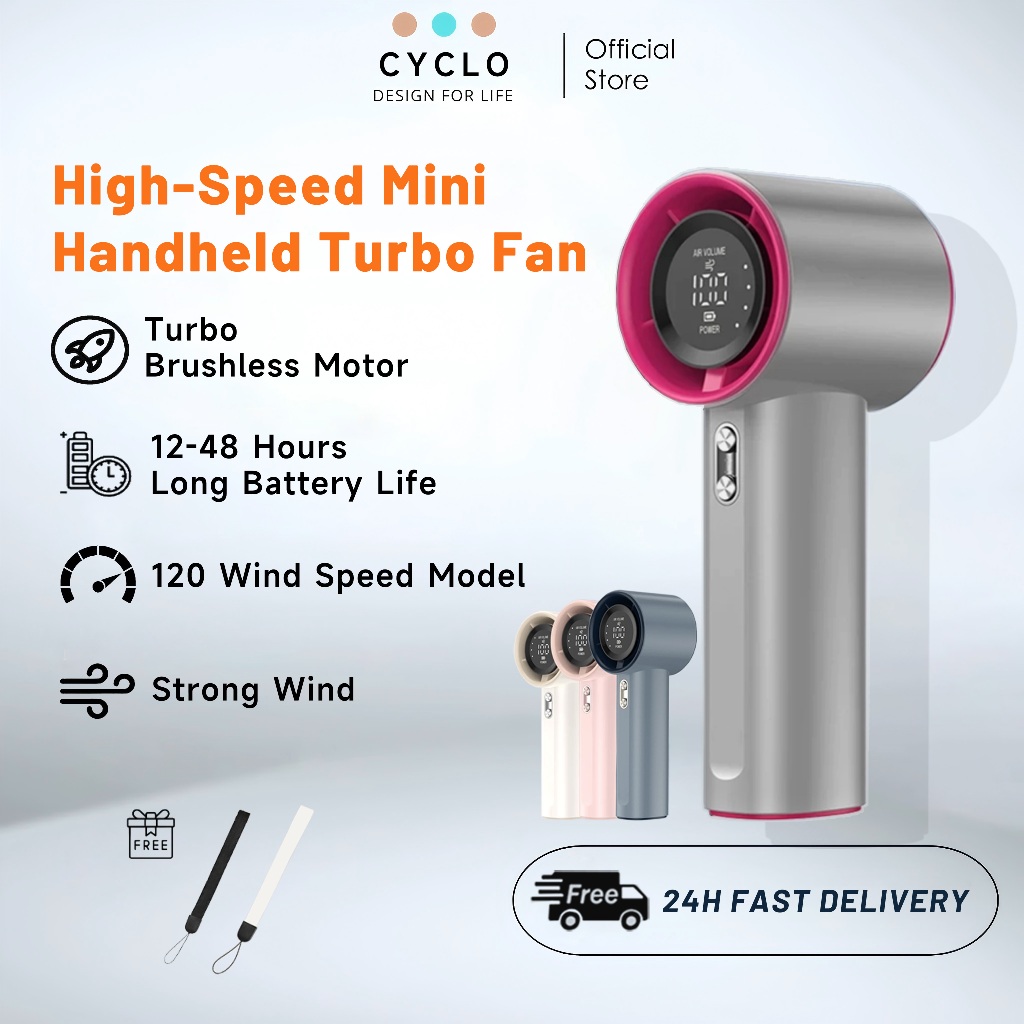 Mini Fan high speed handheld 100 adjustable speed LED silent portable ...