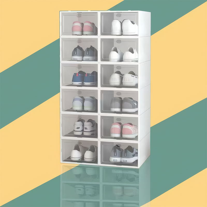 Big sized shoe box hard plastic shoe rack organizer foldable for easy ...
