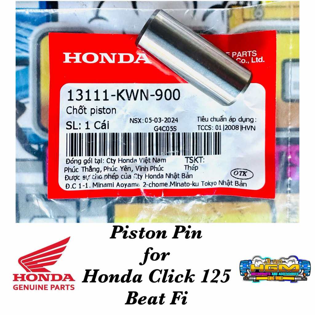 PIN PISTON FOR HONDA CLICK 125 & BEAT FI | HONDA GENUINE PARTS | 13111 ...