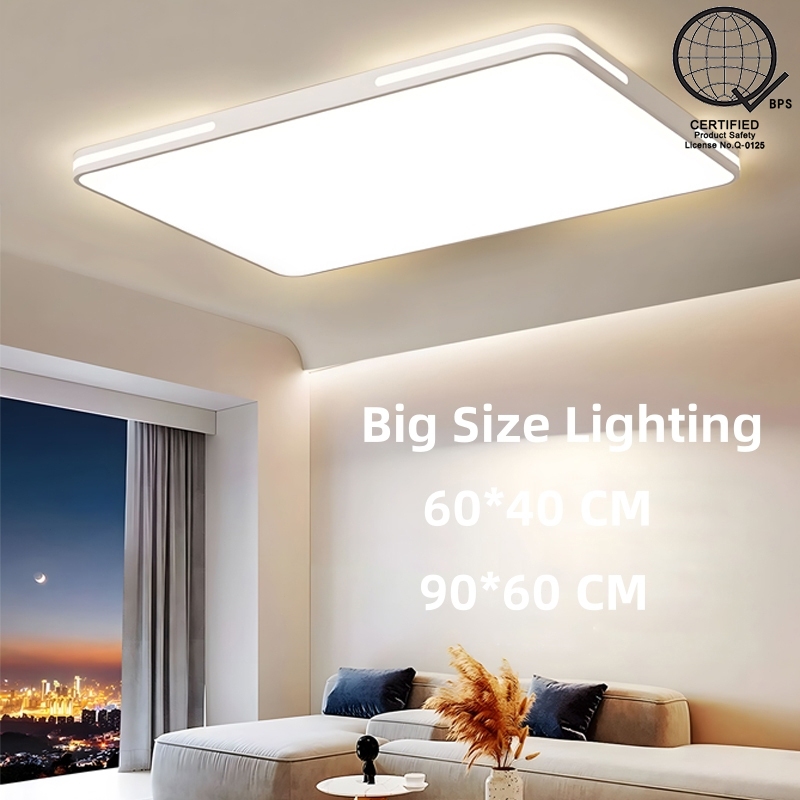 Rectangle Tri Color Ceiling Light With Remote Control Wood Frame ...