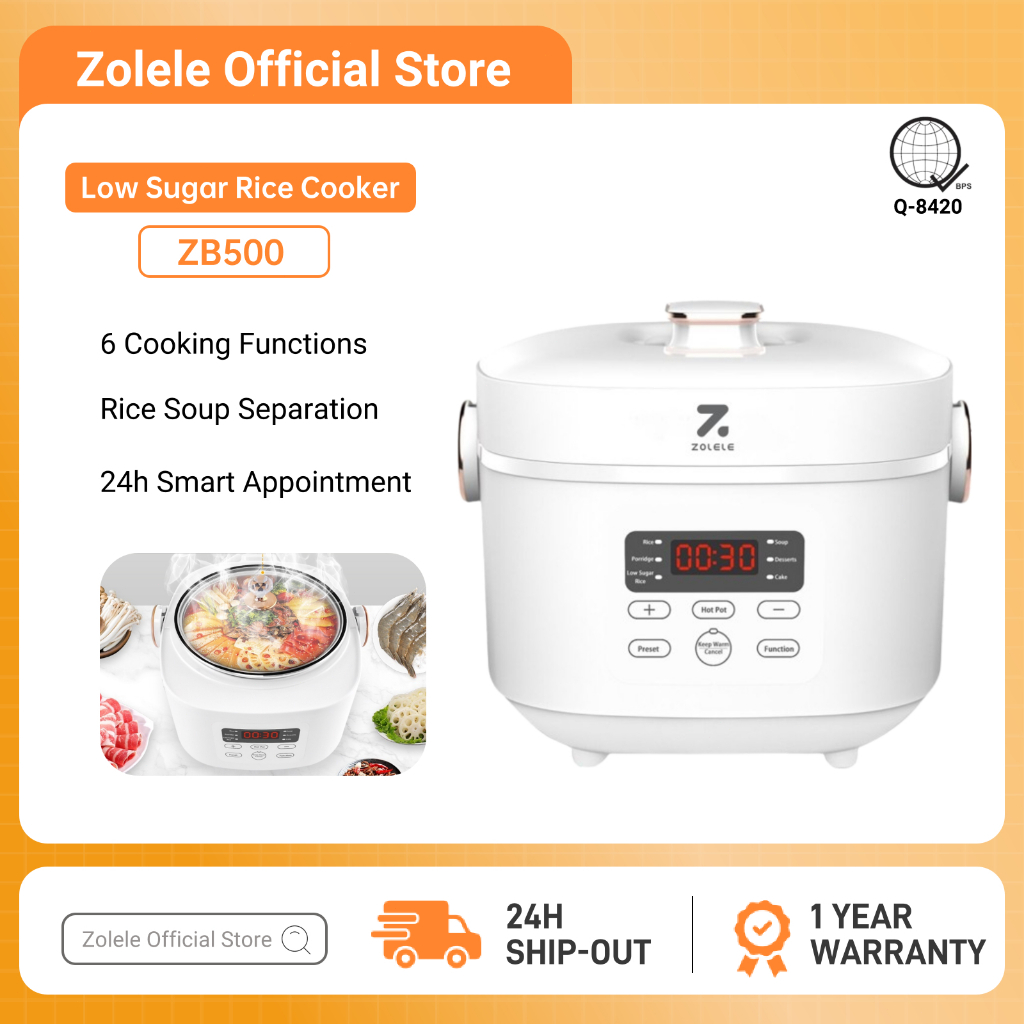 ZOLELE ZB500 Low Sugar Rice Cooker Smart Hot Pot Rice Cooker 3L Multi Rice Cooker Electric ...