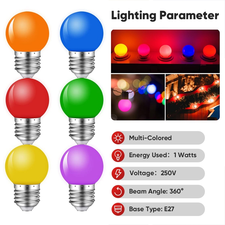Mitsushi LED Colored Light Bulbs 1W E27 Holiday Party Decoration Light ...