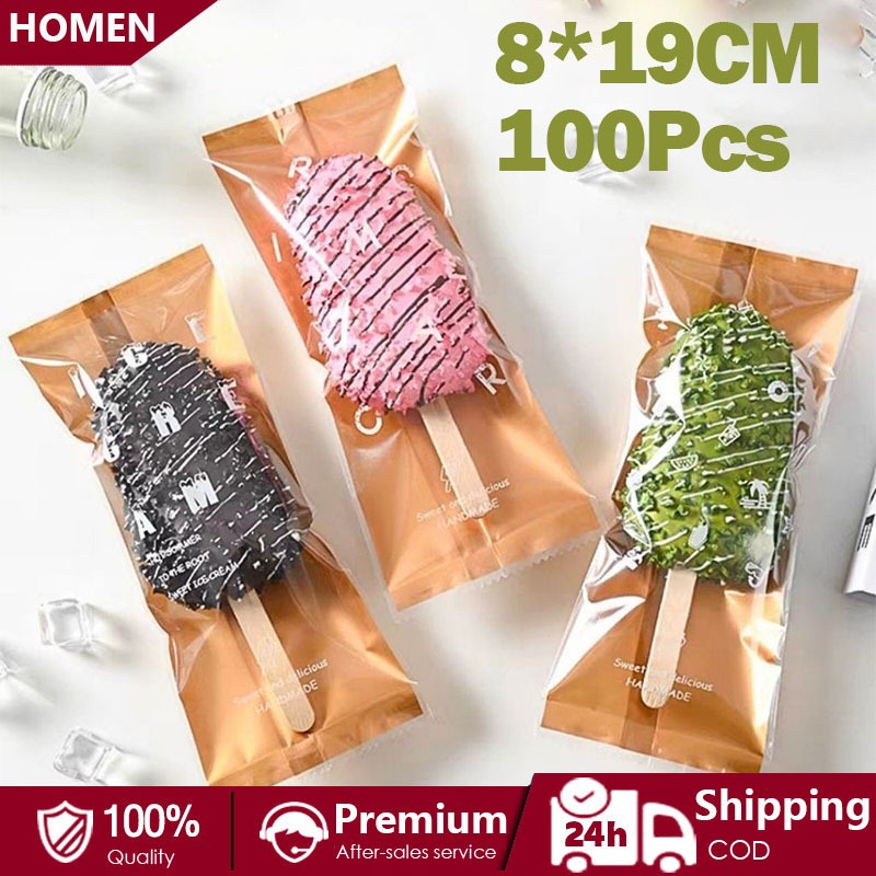 100Pcs 8*19cm Graham Bar packaging wrapper Ice Cream Gold Elegant ...