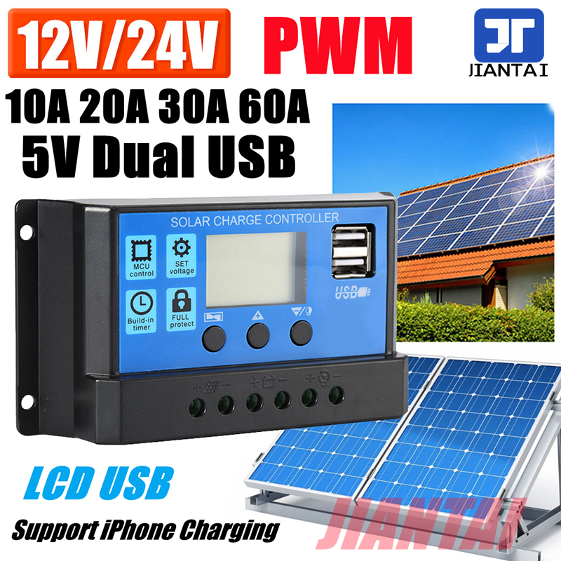 60A30A PWM solar Panel Regulator Charge Controller LCD Display Dual USB ...