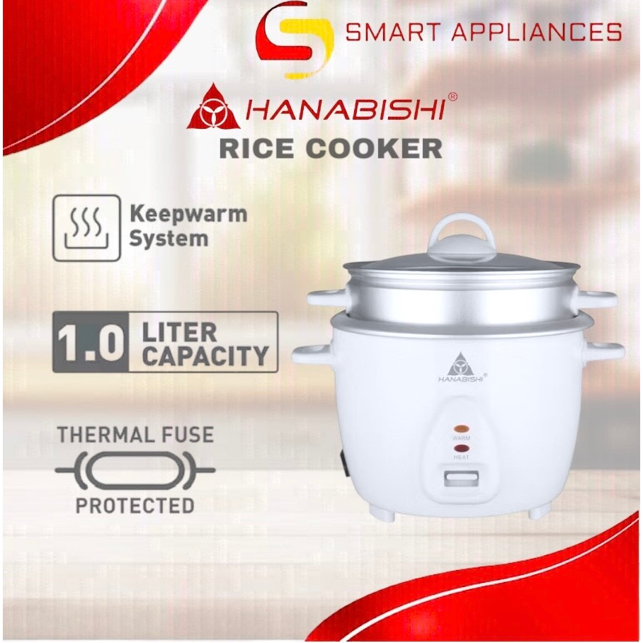 Hanabishi Aesthetic Rice Cooker HHRC10WHT 1L 5 cups Pearl White series ...