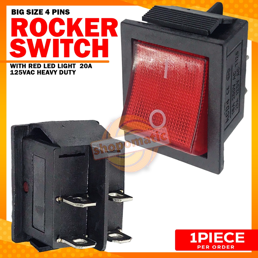 Rocker Switch Red 4 pins KCD4 15A 250V AC | Shopee Philippines