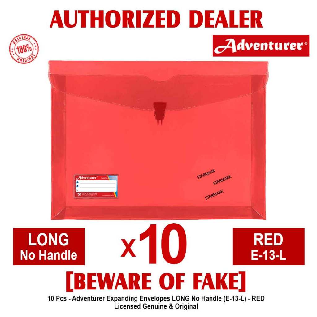 ADVENTURER Expanding Plastic Envelope Envelopes LONG COLORED Pushlock ...